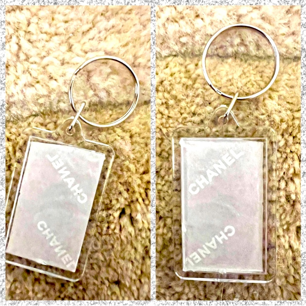 Chanel White & Transparent Key Ring/Bag Charm - Gem